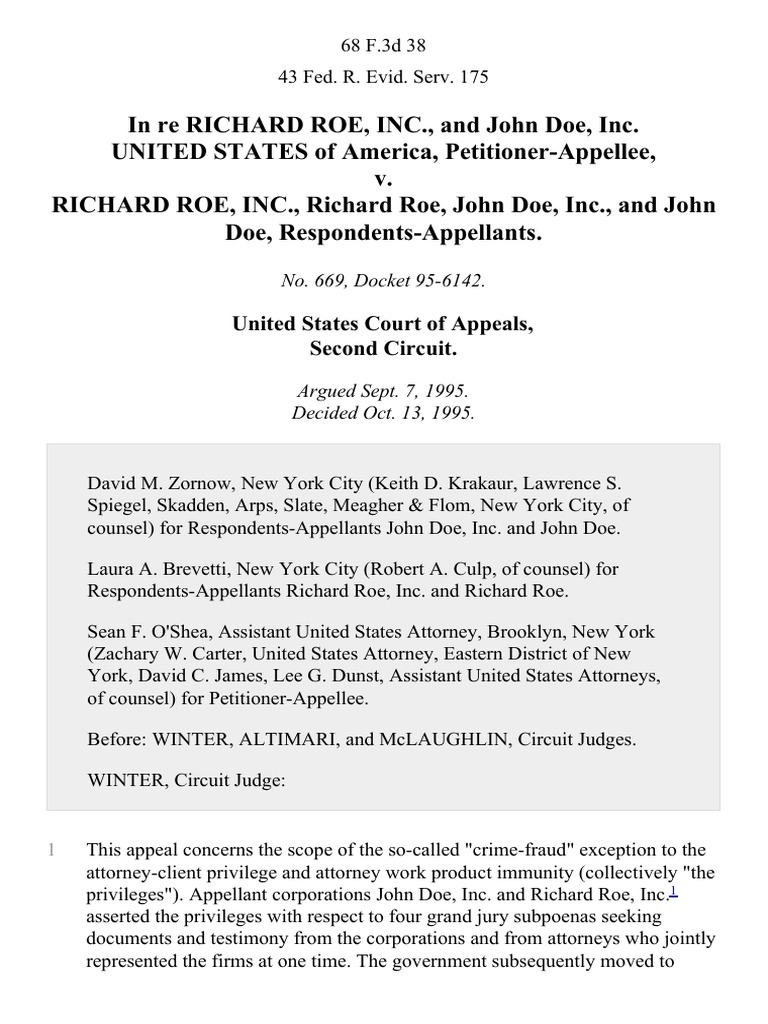 In Re Richard Roe, Inc., and John Doe, Inc. United States of America v ...