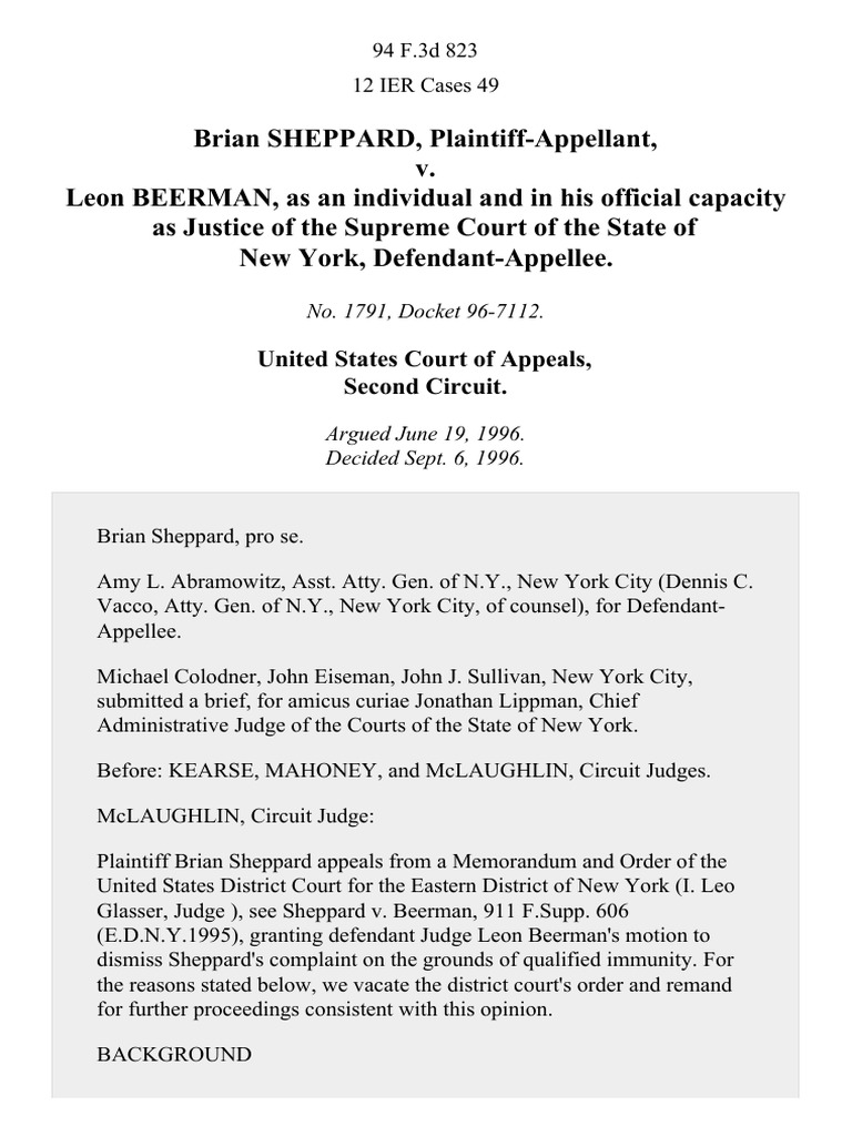 Brian Sheppard v. Leon Beerman, As An Individual and in His Official ...