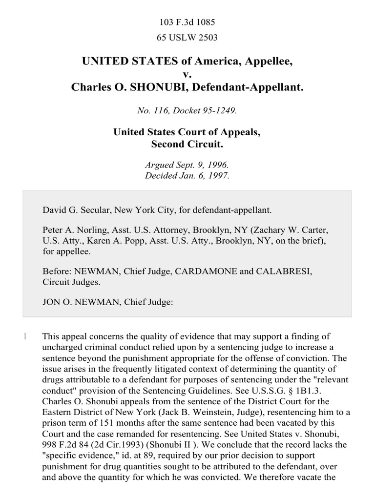Shonubi Drug Sentencing Appeal | PDF | United States Federal Sentencing ...