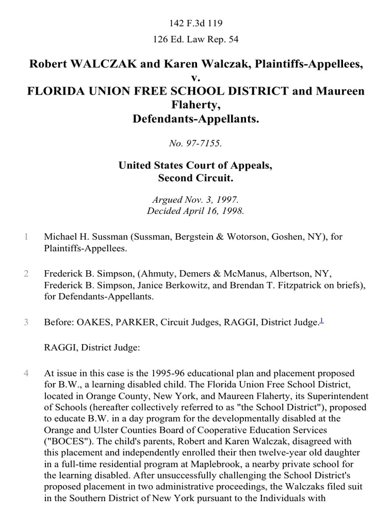 Robert Walczak and Karen Walczak v. Florida Union Free School District ...