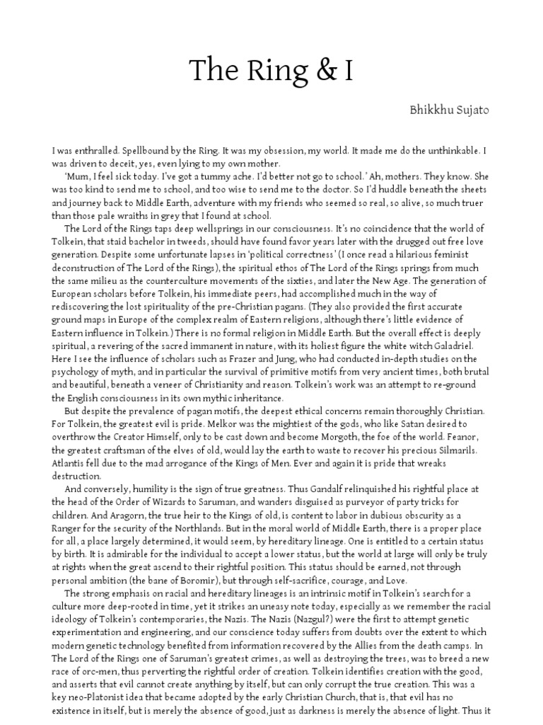 The Ringand I | PDF | J. R. R. Tolkien | Middle Earth