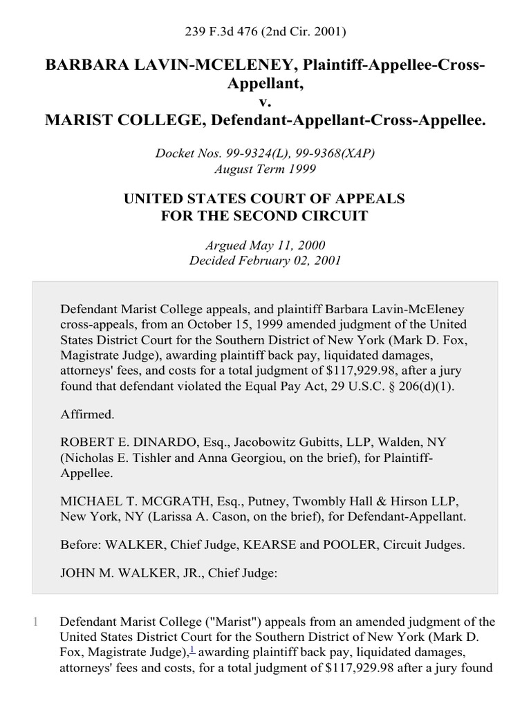 Barbara Lavin-Mceleney, Plaintiff-Appellee-Cross-Appellant v. Marist ...