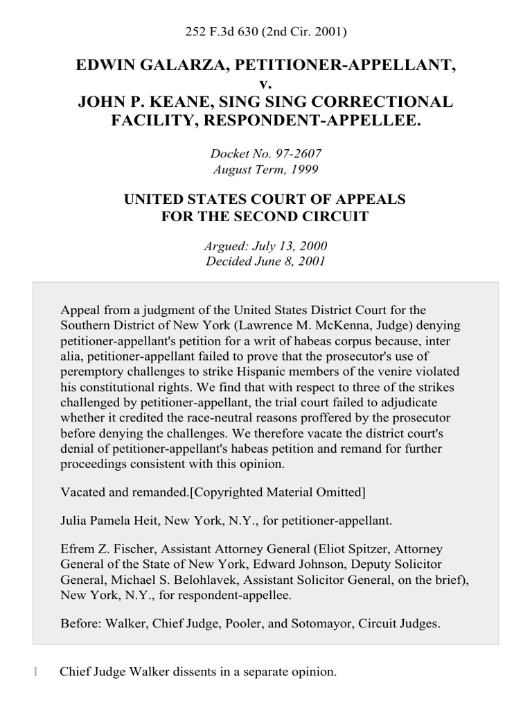 Edwin Galarza v. John P. Keane, Sing Sing Correctional Facility, 252 F ...