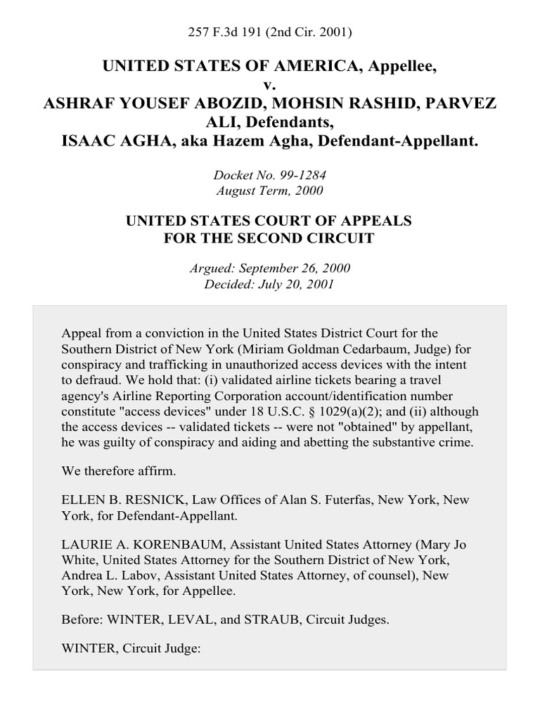 United States v. Ashraf Yousef Abozid, Mohsin Rashid, Parvez Ali, Isaac ...