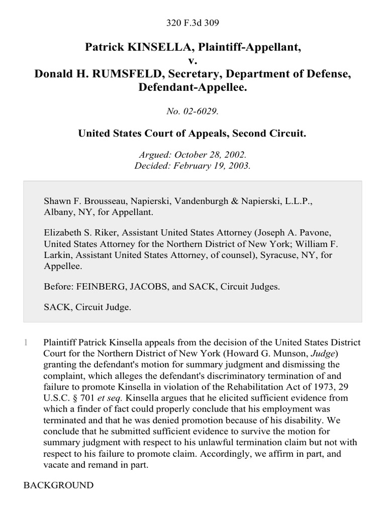 Patrick Kinsella v. Donald H. Rumsfeld, Secretary, Department of ...
