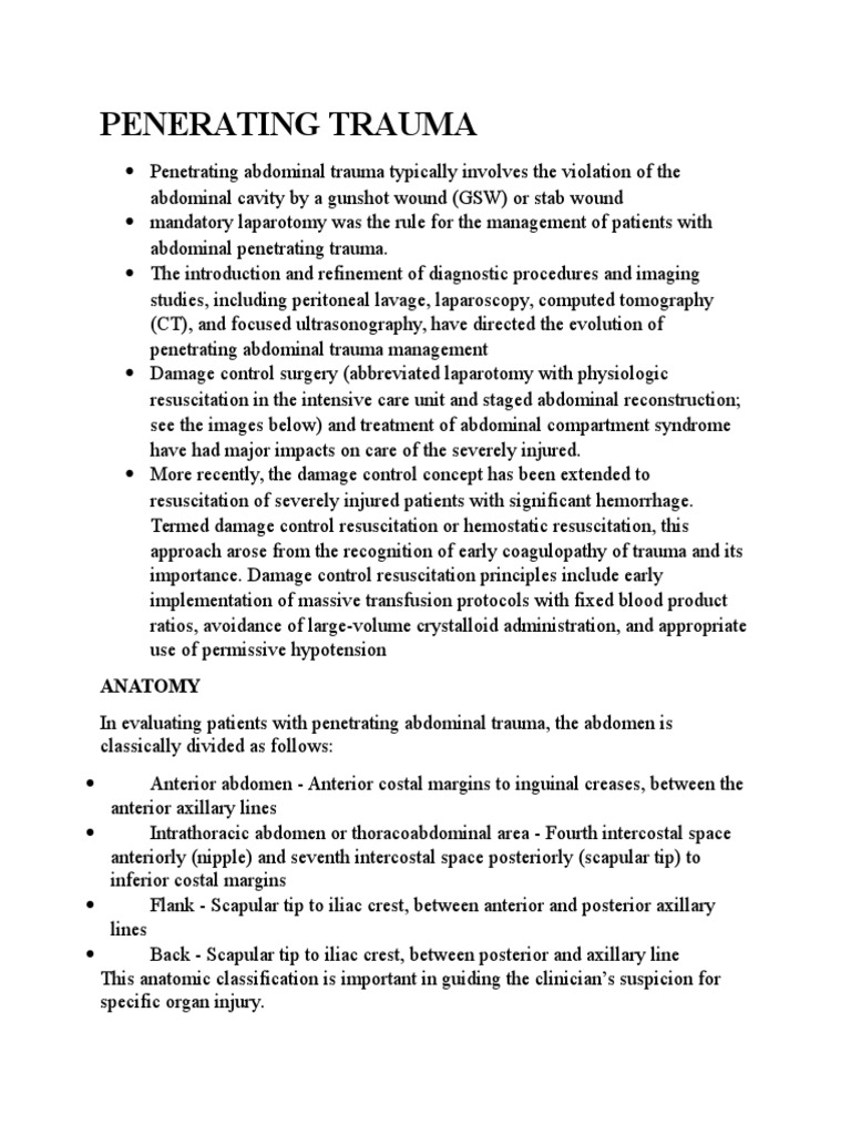 Penerating Trauma: Anatomy | PDF | Major Trauma | Abdomen