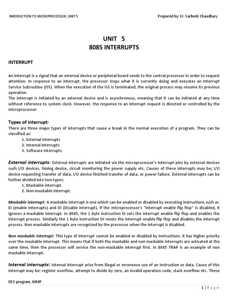 8085 Microprocessor UNIT 5 | PDF | Instruction Set | Central Processing Unit