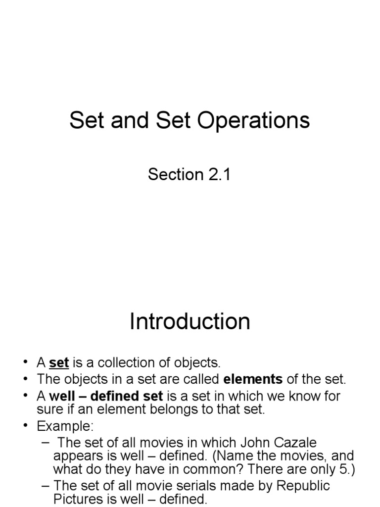Set and Set Operations: Section 2.1 | Real Number | Mathematical Notation