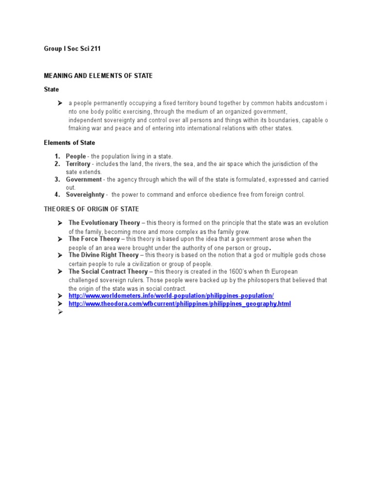Meaning and Elements of State: An Analysis of the Concept of the State ...
