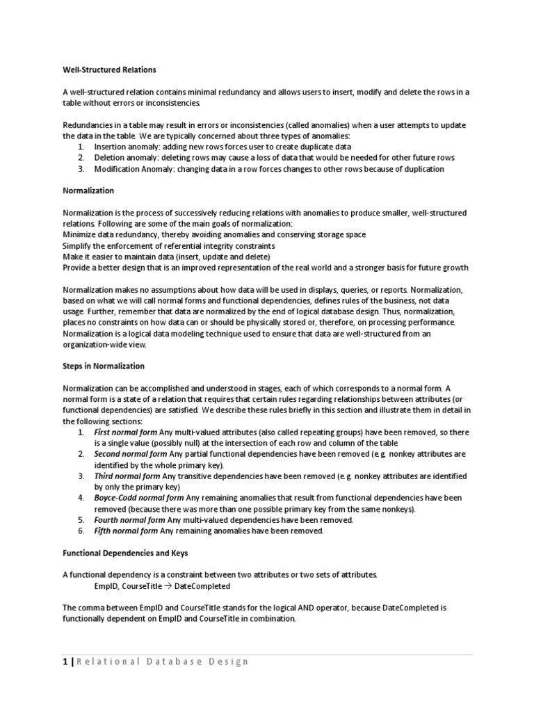 Data Normalization Handout | PDF | Data Model | Information Technology Management