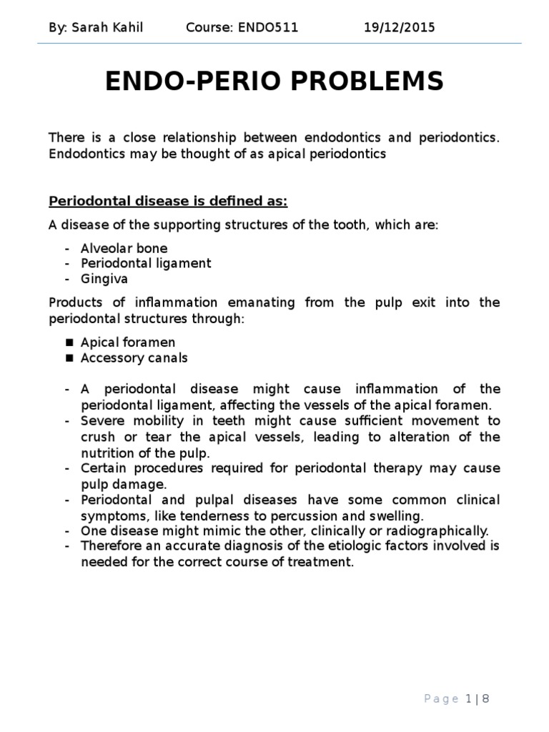 Endo Perio Problems | PDF | Human Tooth | Dental Anatomy