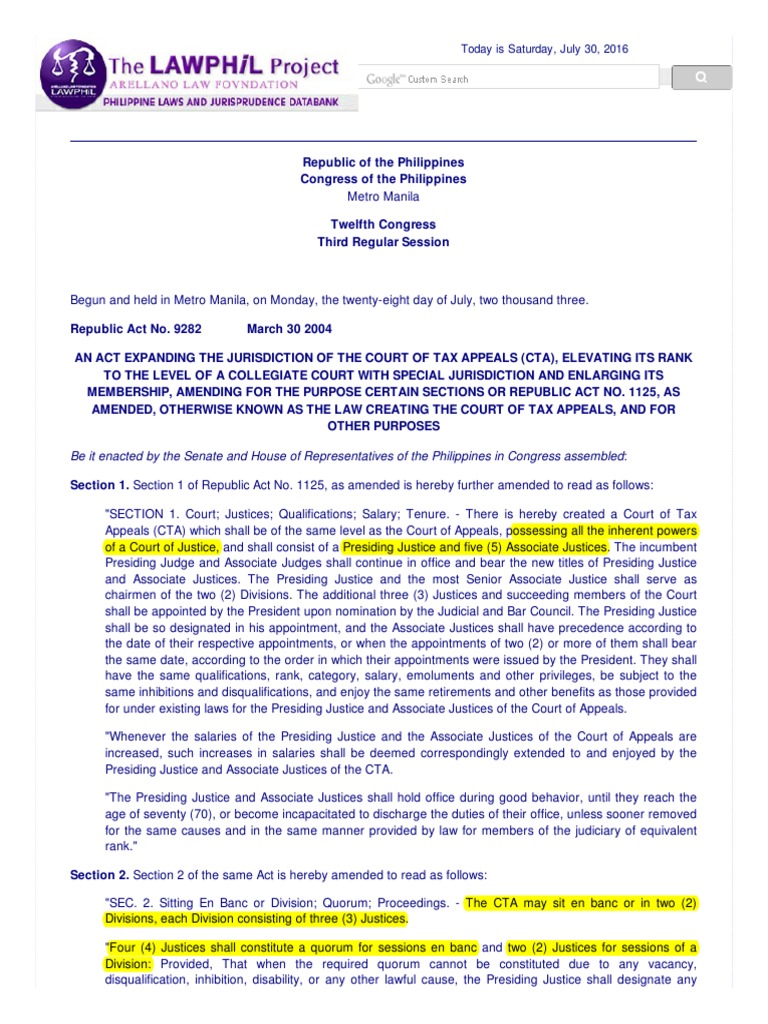 Ra 9282 | PDF | Jurisdiction | Lawsuit