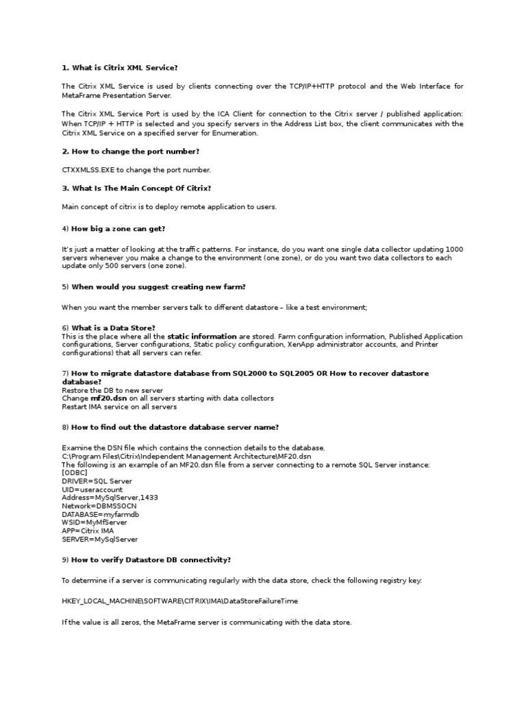 Citrix Interview Q & A | PDF | Windows Registry | Port (Computer Networking)