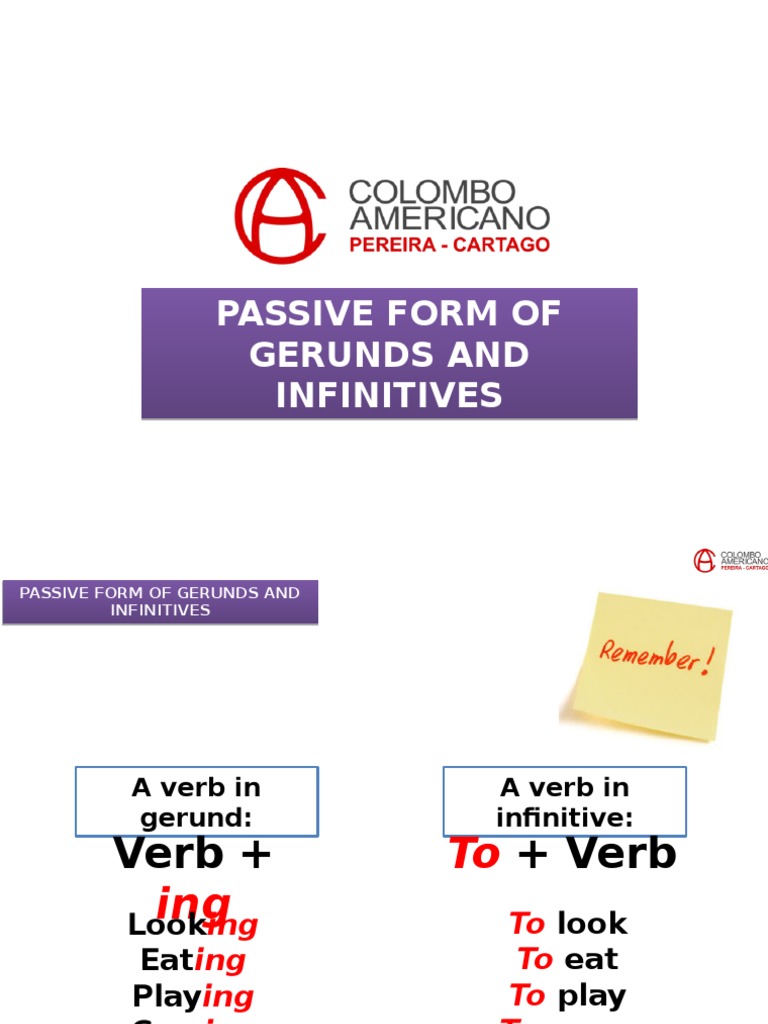 Passive Form of Gerunds and Infinitives | PDF | Verb | Subject (Grammar)