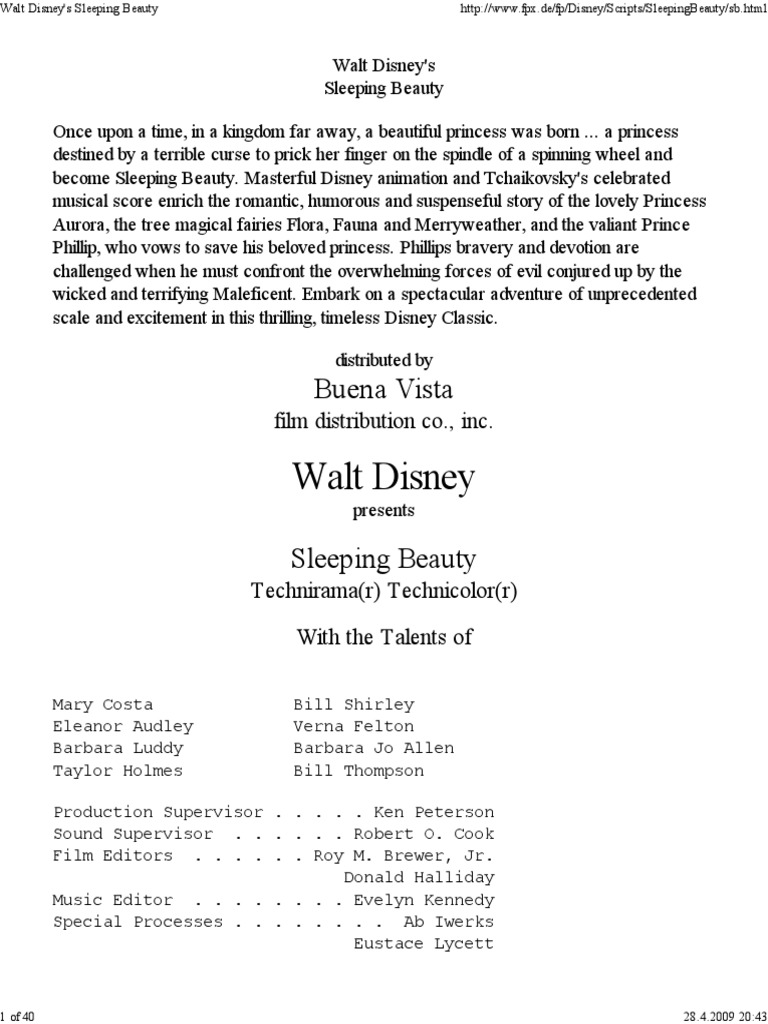 Walt Disney's Sleeping Beauty | PDF | Beauty | Leisure