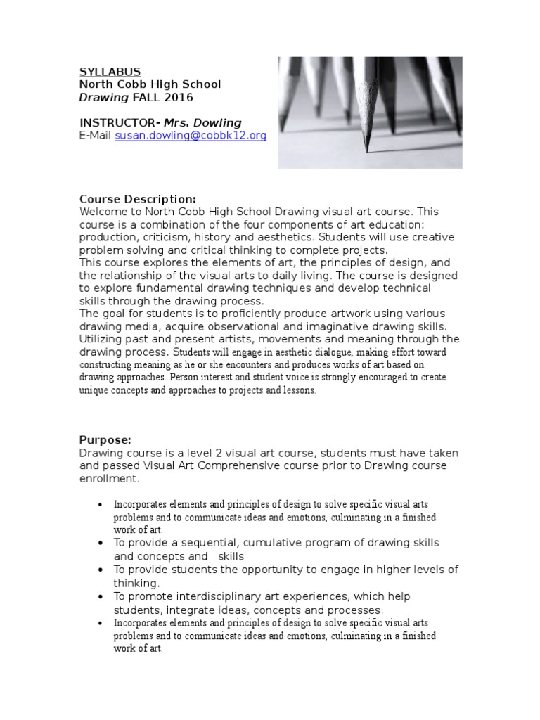 North Cobb HS Drawing Syllabus | PDF | Design | Creativity