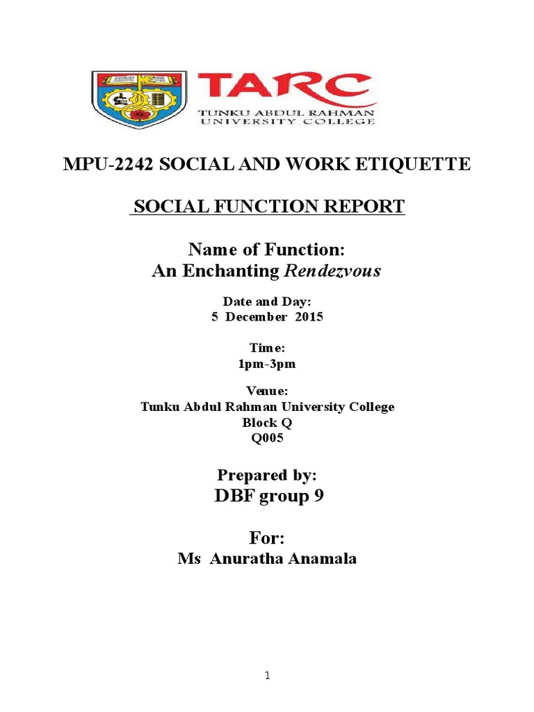 SWE Report Sample | PDF | Etiquette | Beverages