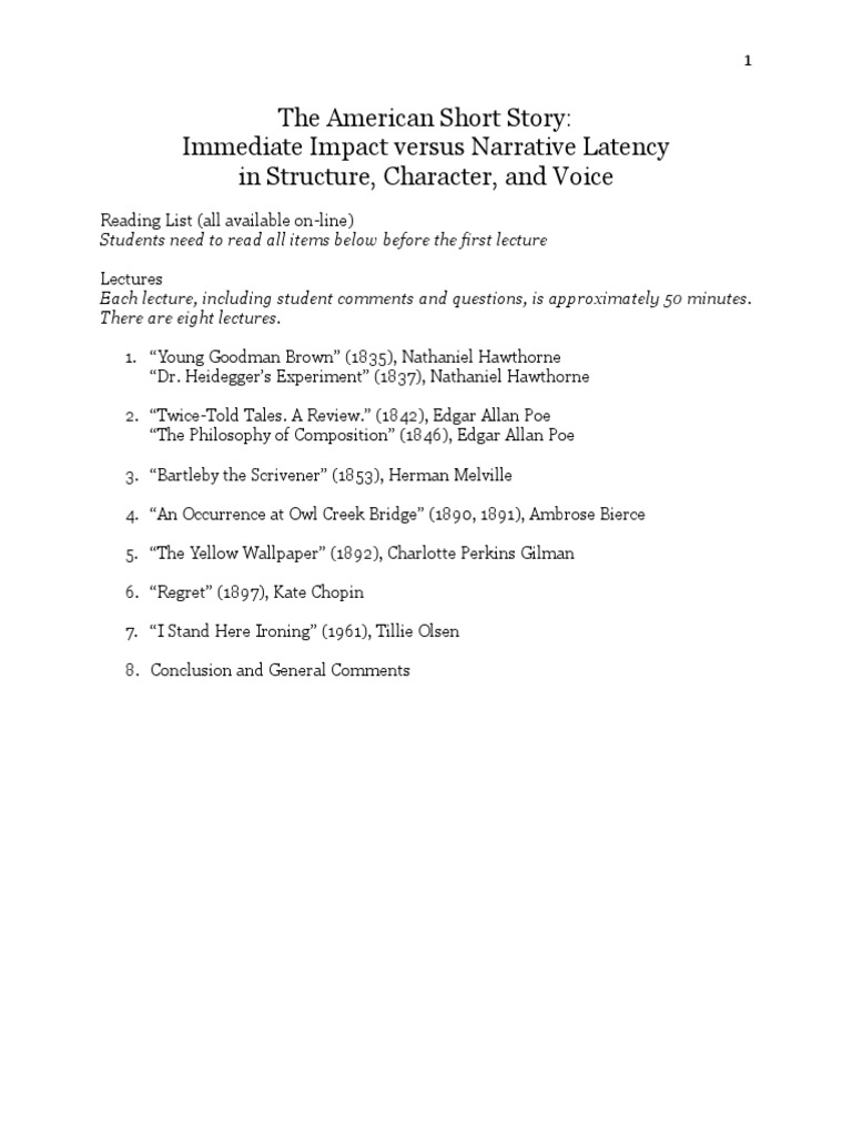 American Short Stories PDF | PDF | Nathaniel Hawthorne