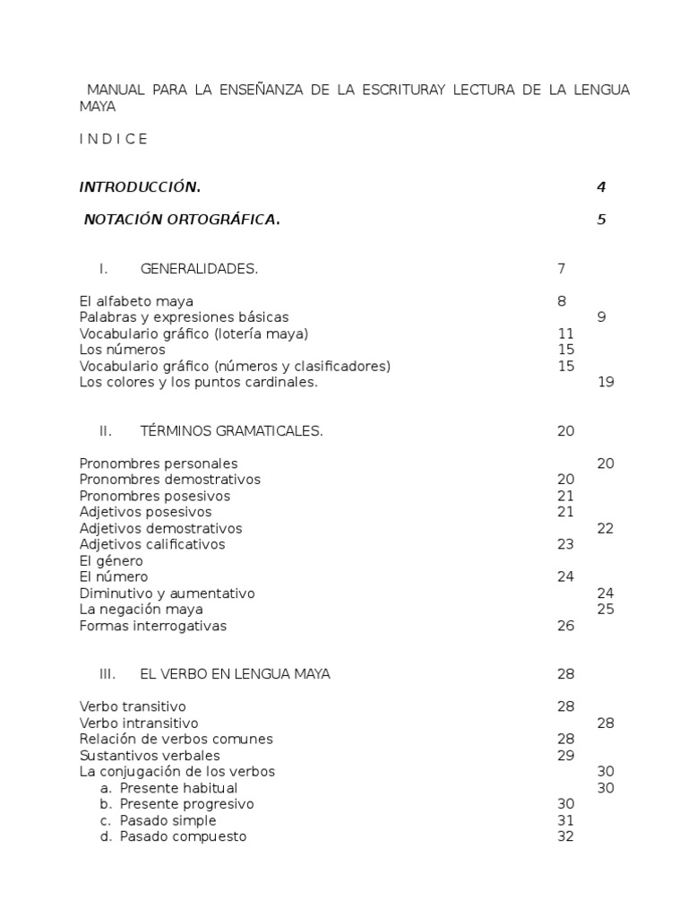 Manual de Enseñanza en Maya | PDF | Adjetivo | Verbo