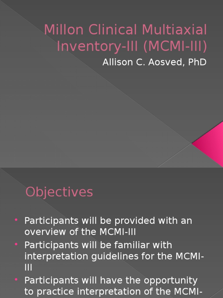 Interpreting the MCMI-III: An Overview of Theodore Millon's Personality ...