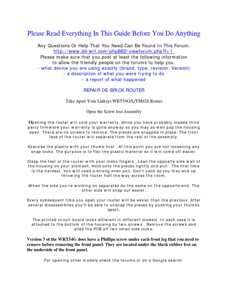 How To Repair De-Brick Router Guide PDF | PDF | Computer Architecture ...