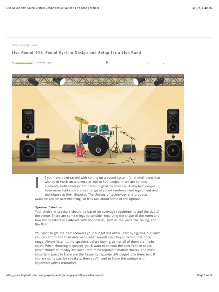 Live Sound 101: Sound System Design and Setup For A Live Band - Explora ... Live Sound 101: Sound System Design and Setup For A Live Band - Explora ...