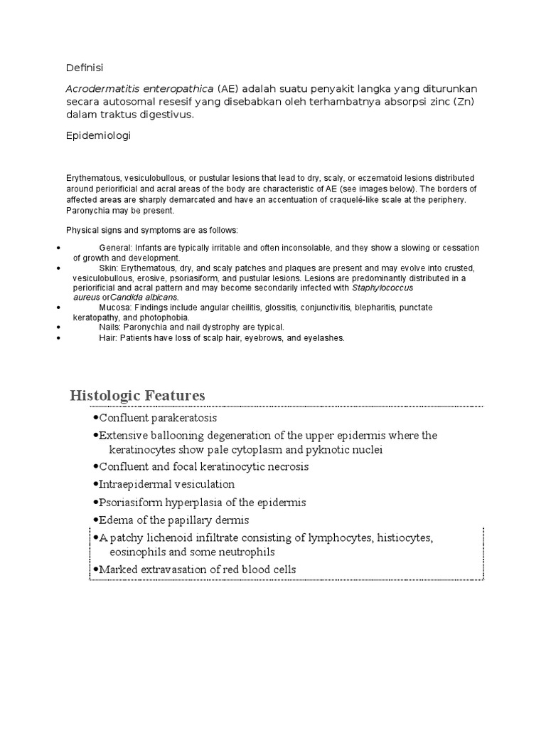 Acrodermatitis Enteropathica Overview | PDF