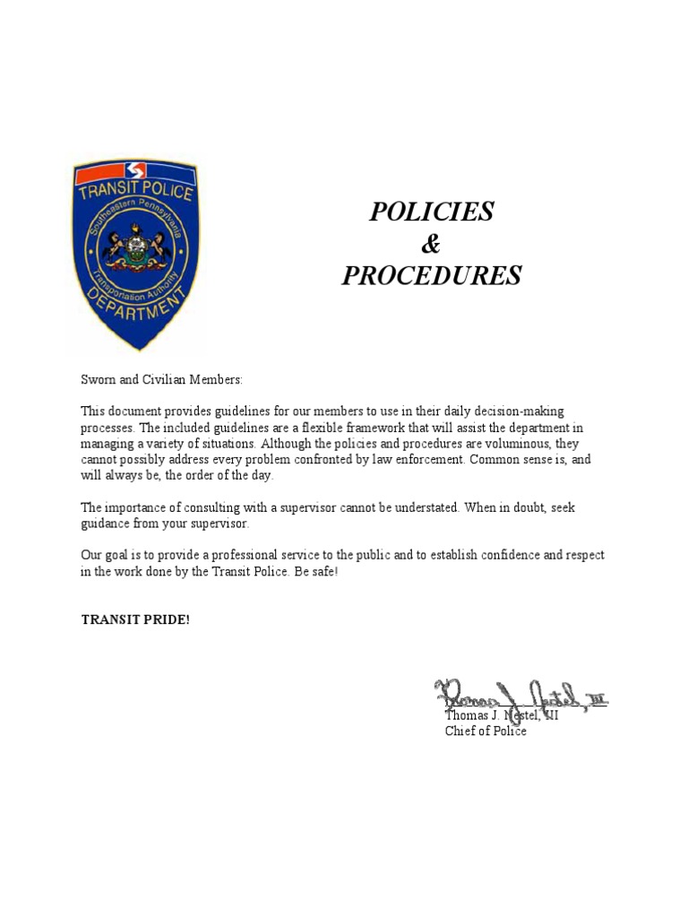 2014 Septa Transit Police Directives | Download Free PDF | Oath Of ...