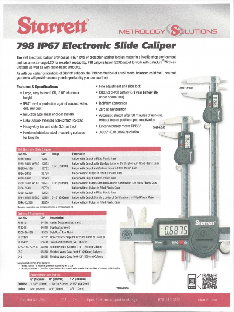 Starrett 798A-6-150 Caliper Manual | PDF