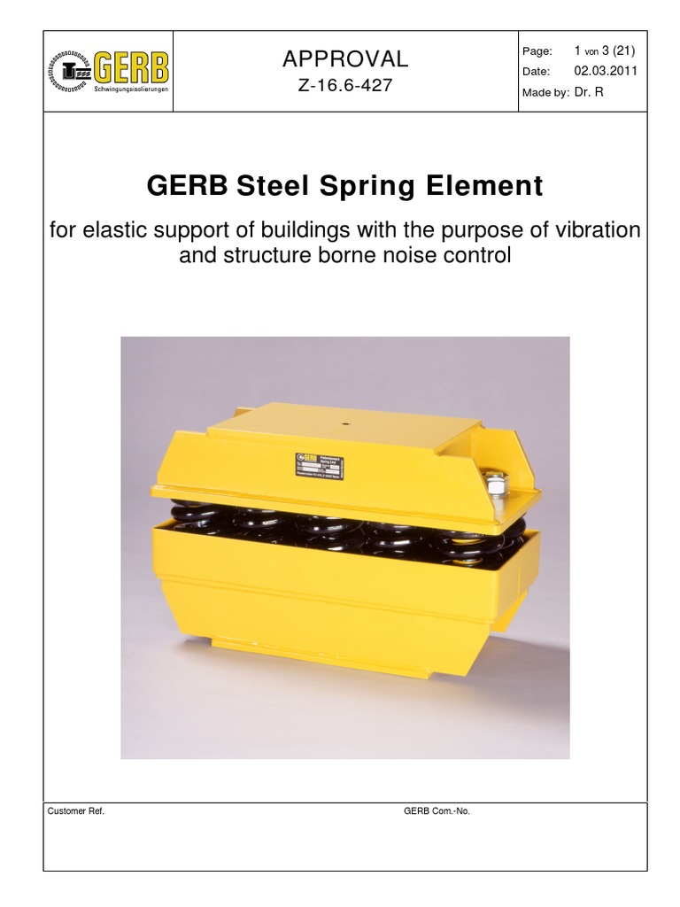 GERB Steel Spring Element: Approval | PDF