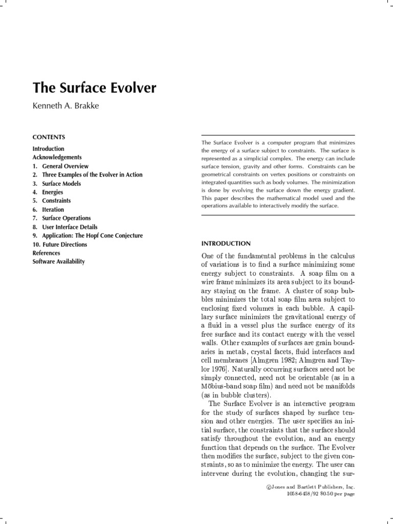 Brakke - Surface Evolver | PDF | Space | Physics