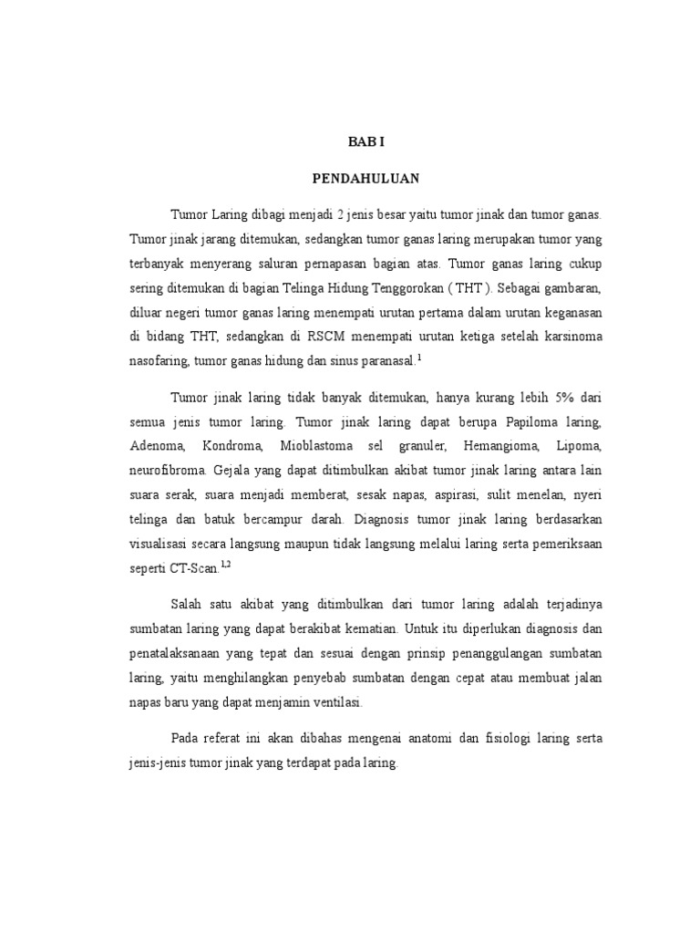 Tumor Laring: Jenis dan Diagnosis | PDF