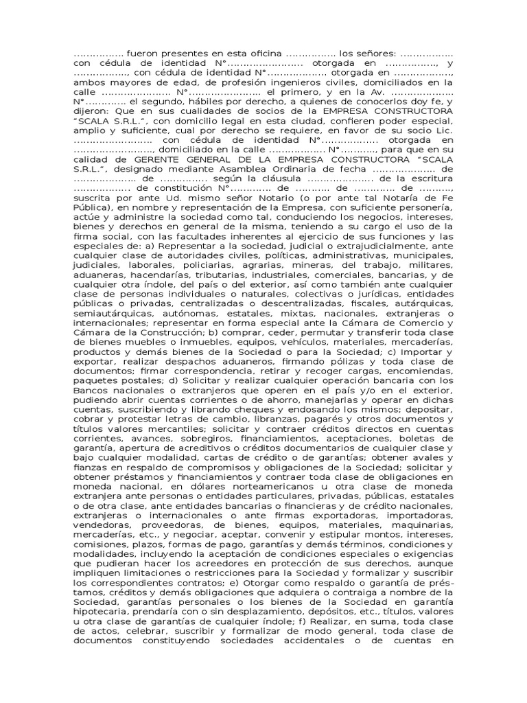 Poder Notarial Ejemplo | PDF | Carta de crédito | Bancos