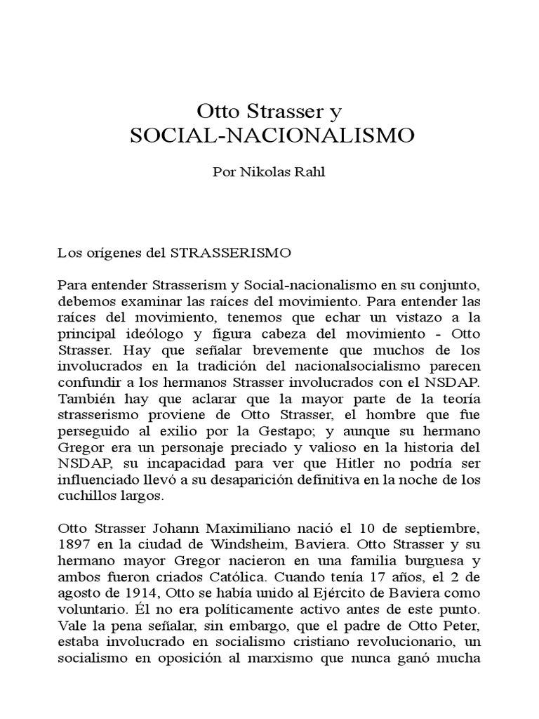 Otto Strasser y el Strasserismo | PDF | Adolf Hitler | nazismo