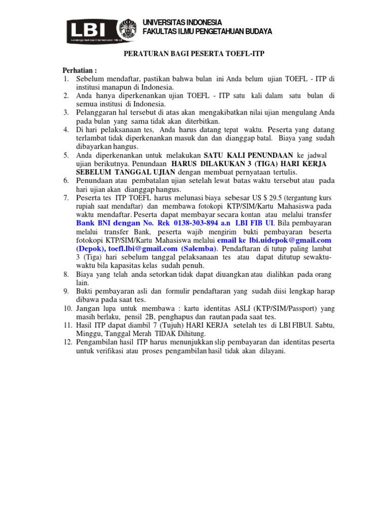 TOEFL ITP Di LBI UI | PDF | Bisnis