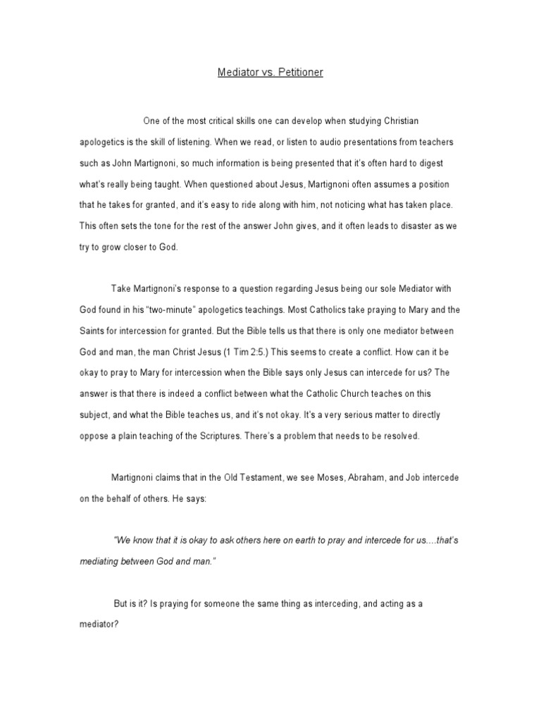 Mary Mediator | PDF | Bible | Mary, Mother Of Jesus