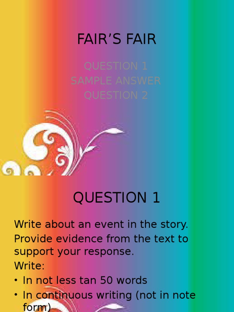 Fair'S Fair: Sample Answer | PDF