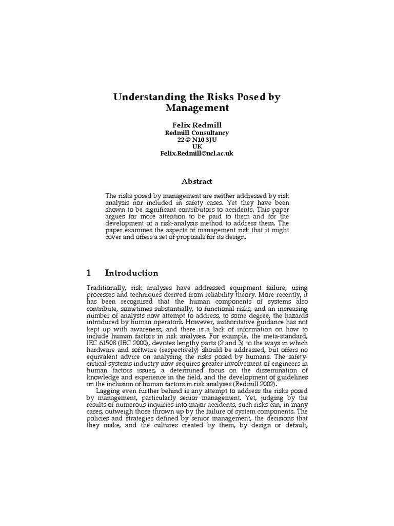 Understand The Risk Posed by Management | PDF | Risk | Risk Management