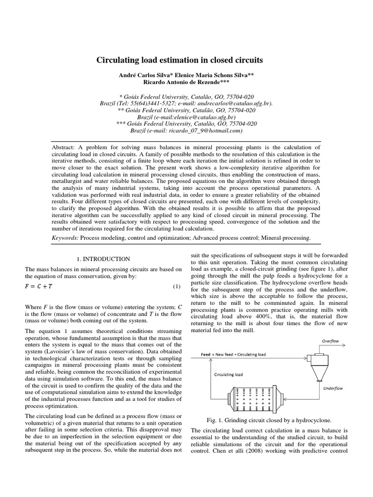 Circulating Load Estimation in Closed Circuits | PDF | Mill (Grinding ...