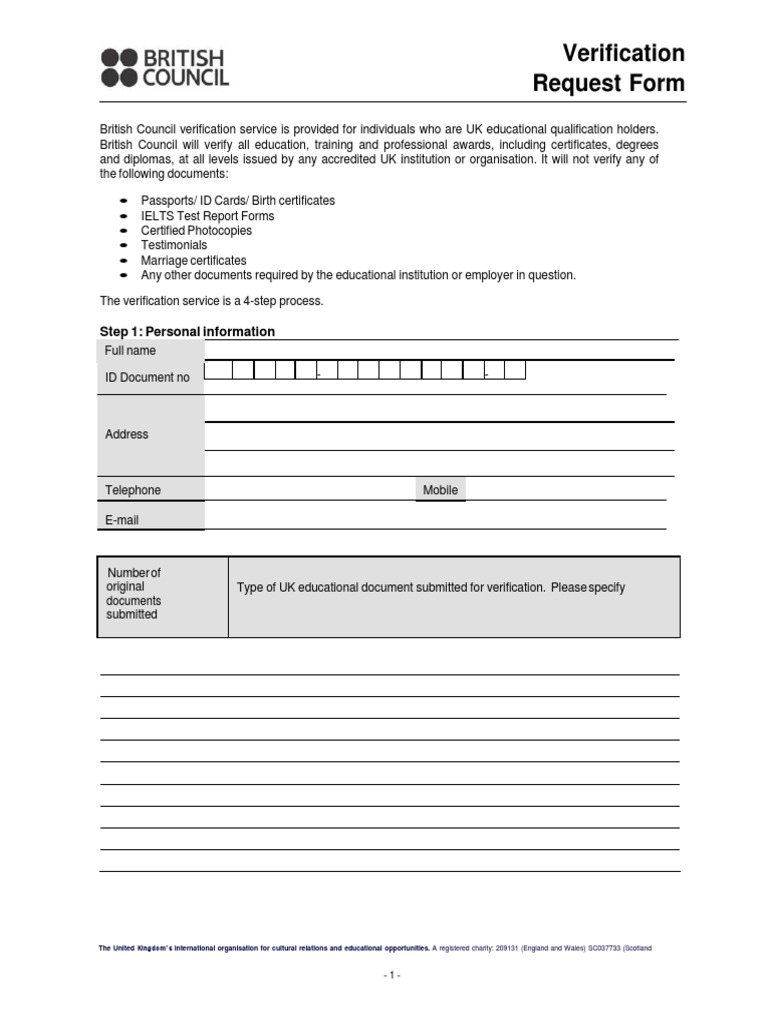British Council Verification Application Form-Updated | PDF | Academic ...