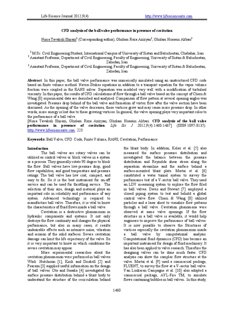 CFD Ball Valve | PDF | Computational Fluid Dynamics | Fluid Dynamics