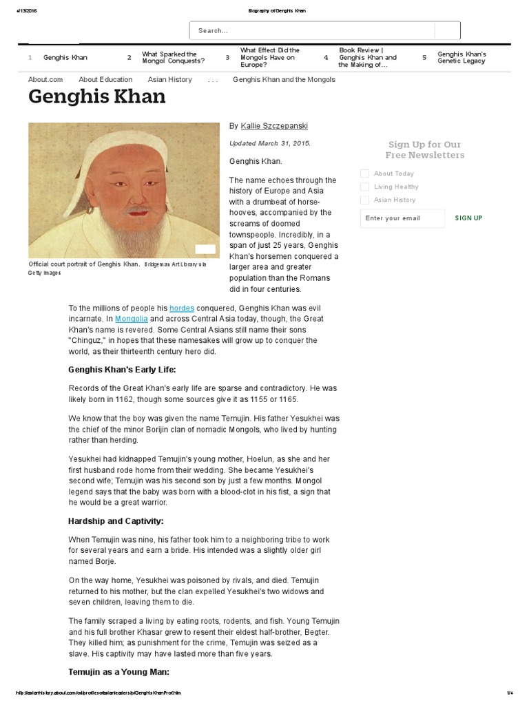 Biography of Genghis Khan | Genghis Khan | Mongol Empire