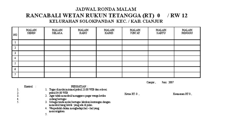 Jadwal Ronda | PDF