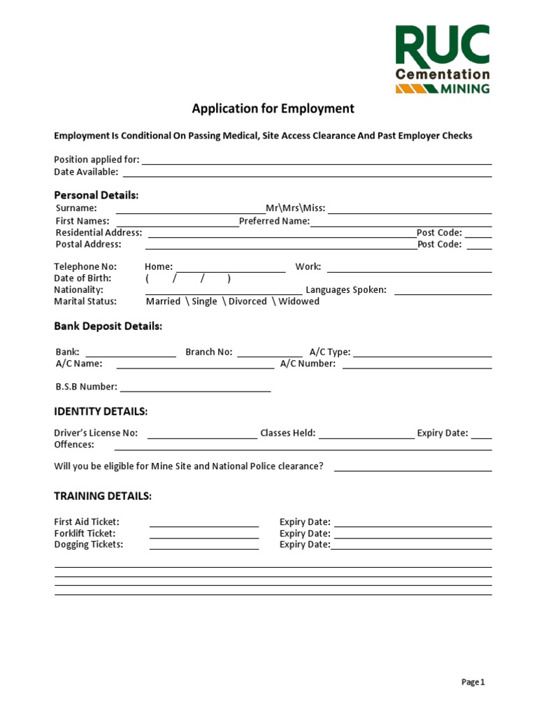 Application For Employment | PDF | Workers' Compensation | Justice