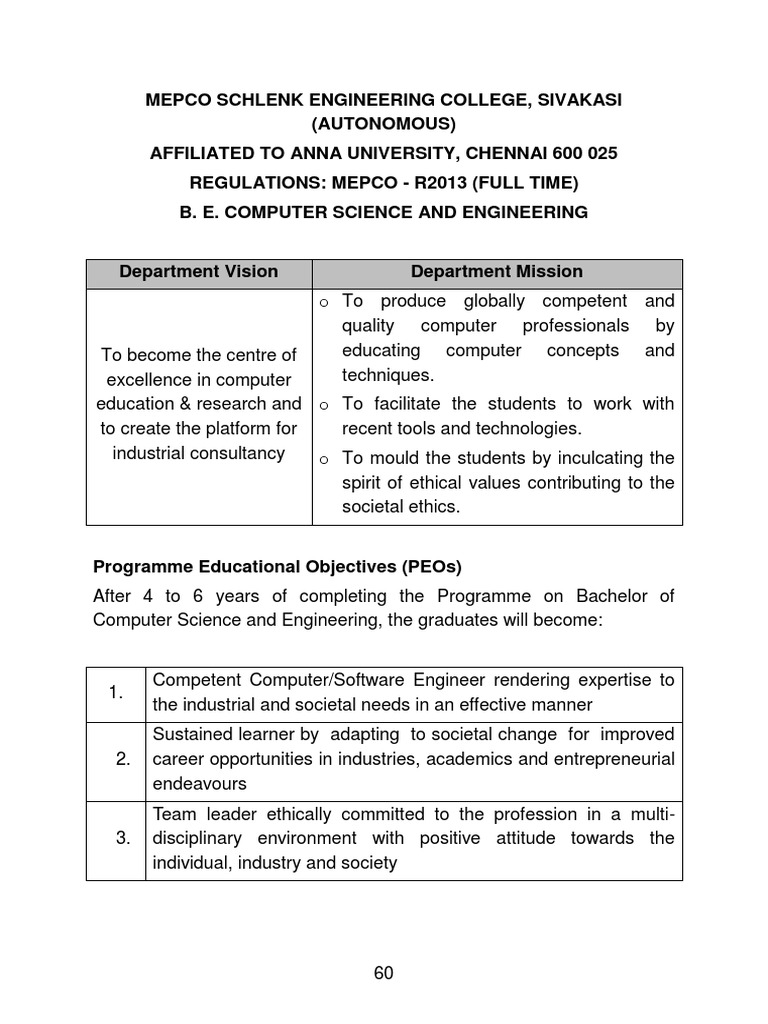 CSE-UG Curriculum and Syllabus - MEPCO | PDF | Pointer (Computer Programming) | Computer Science