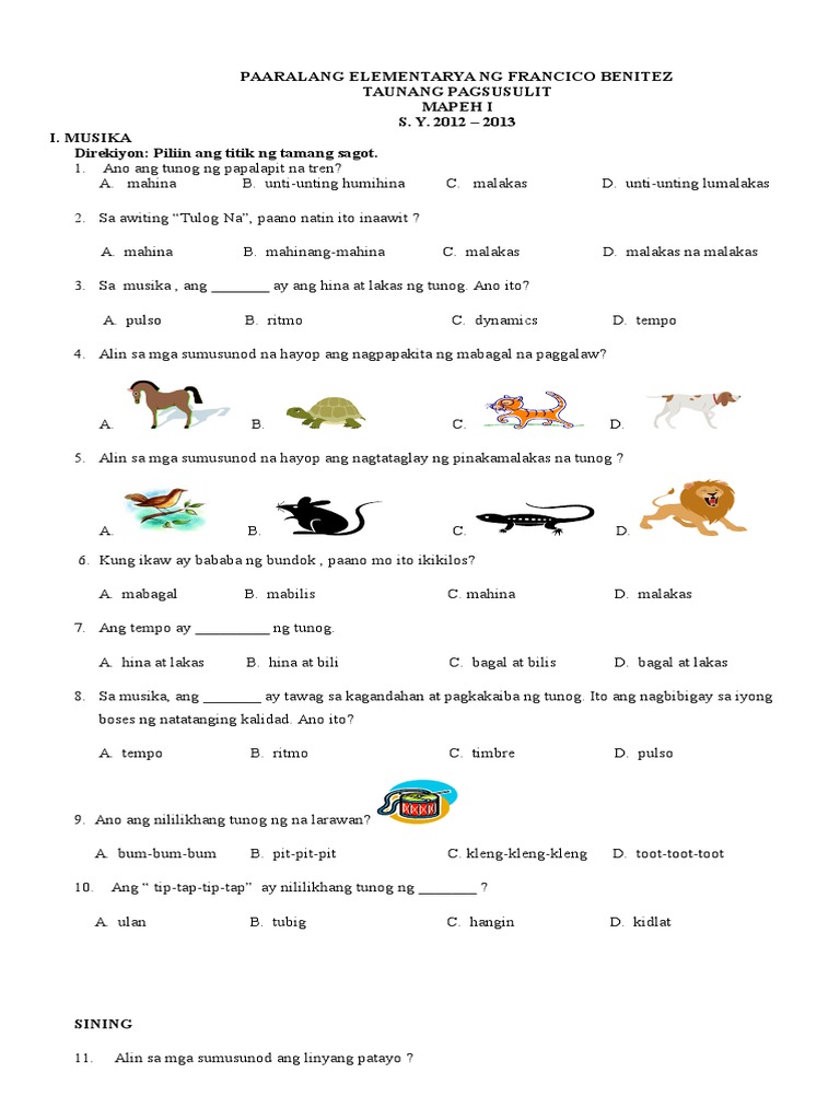 Test in Mapeh Final | PDF