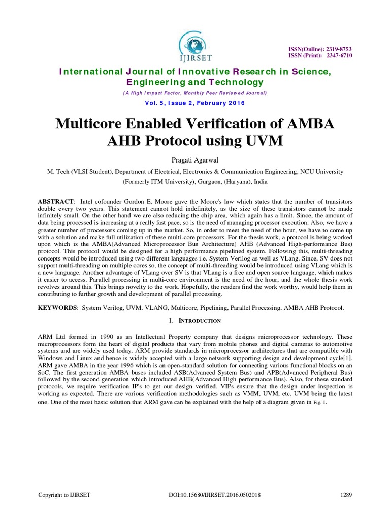 Multicore Enabled Verification of AMBA AHB Protocol Using UVM | PDF | Version Control | Multi ...