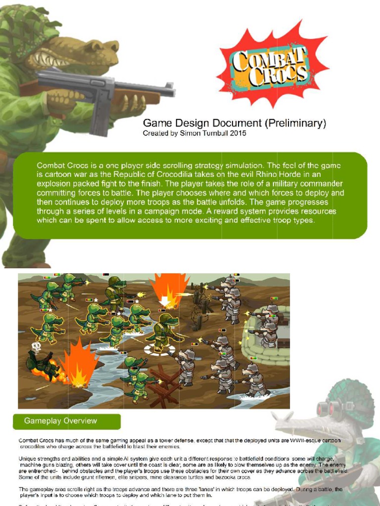 Combat Crocs GDD by Simon Turnbull | PDF | Infantry | Wars & Military