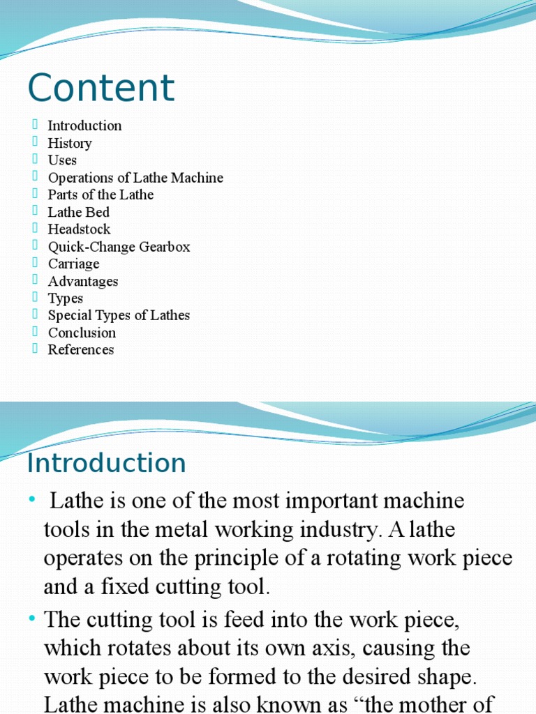 Introduction Lathe Machine | PDF | Transmission (Mechanics) | Tools