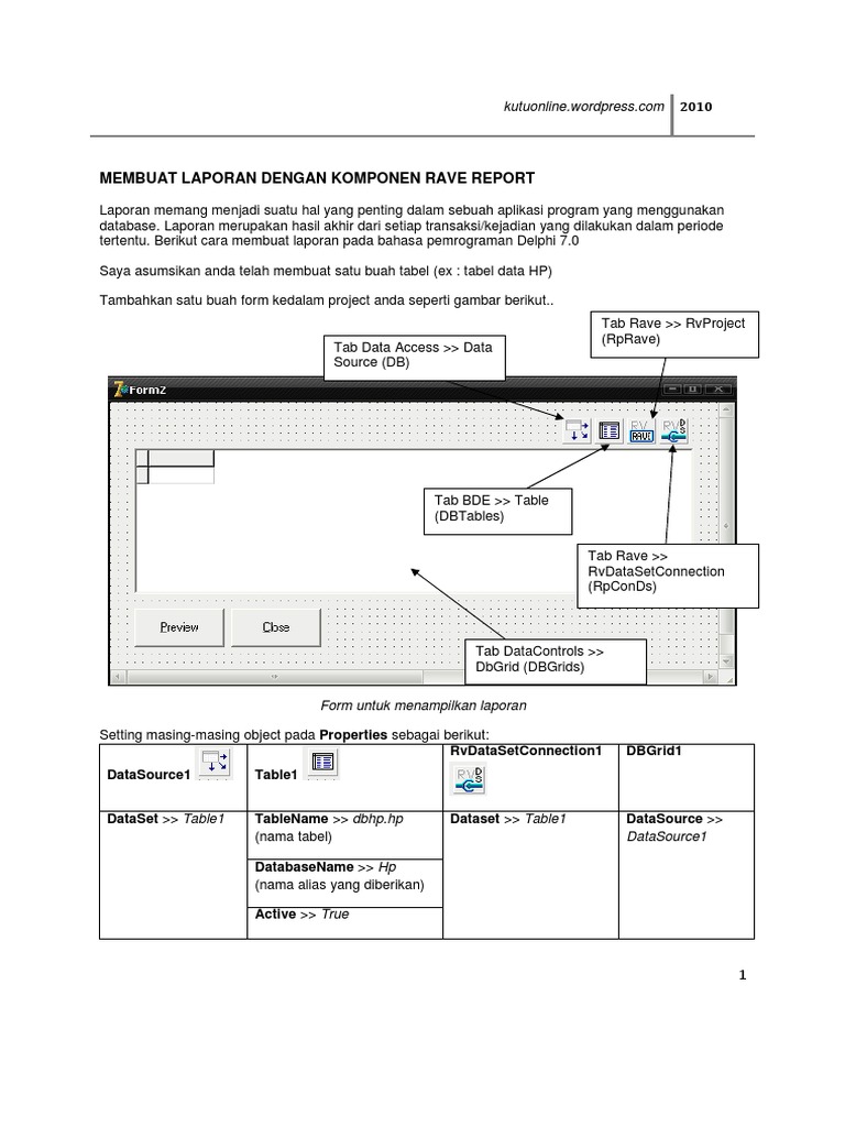 Delphi Membuat Laporan Dengan Komponen Rave Report | PDF | Komputer